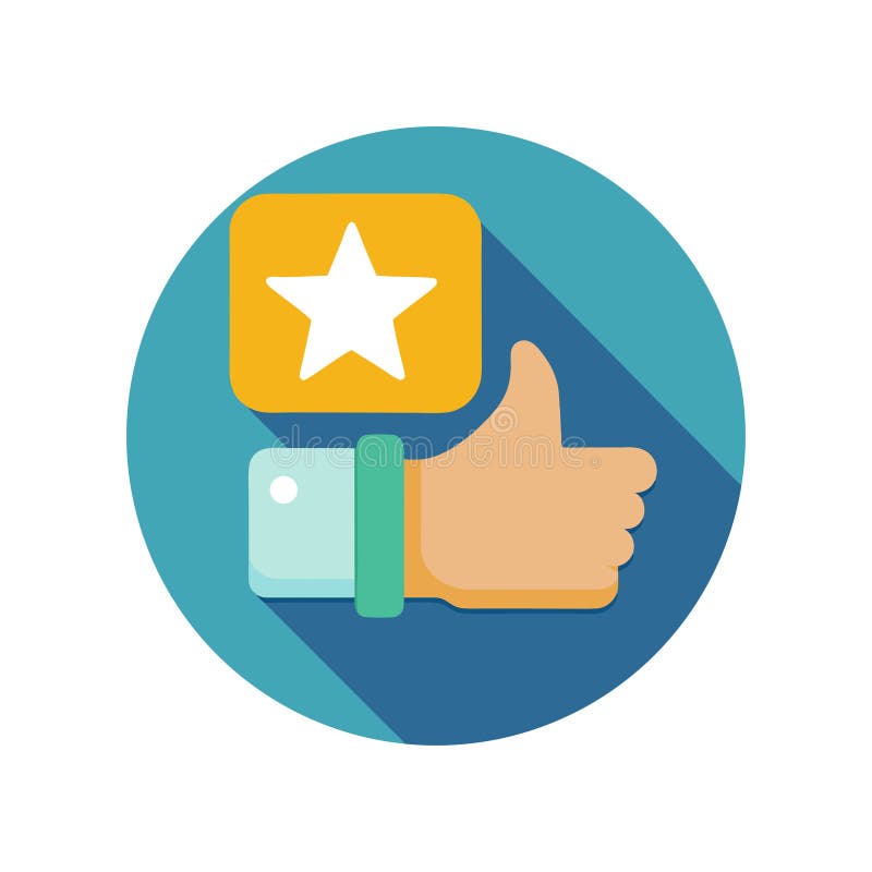 Thumbs Up Icon with Star Symbolizing Approval and Positive Feedback in Flat Design Stock Vector ...