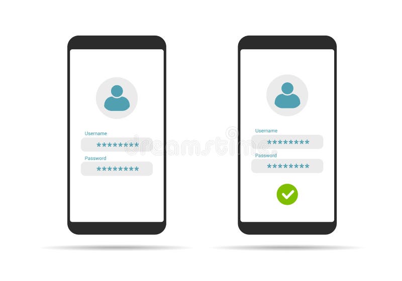 Flat Design Illustration of Touch Screen Smartphone. Login Form for ...