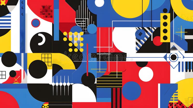 Abstract Geometric Shapes Paul Rand Style Stock Illustration ...