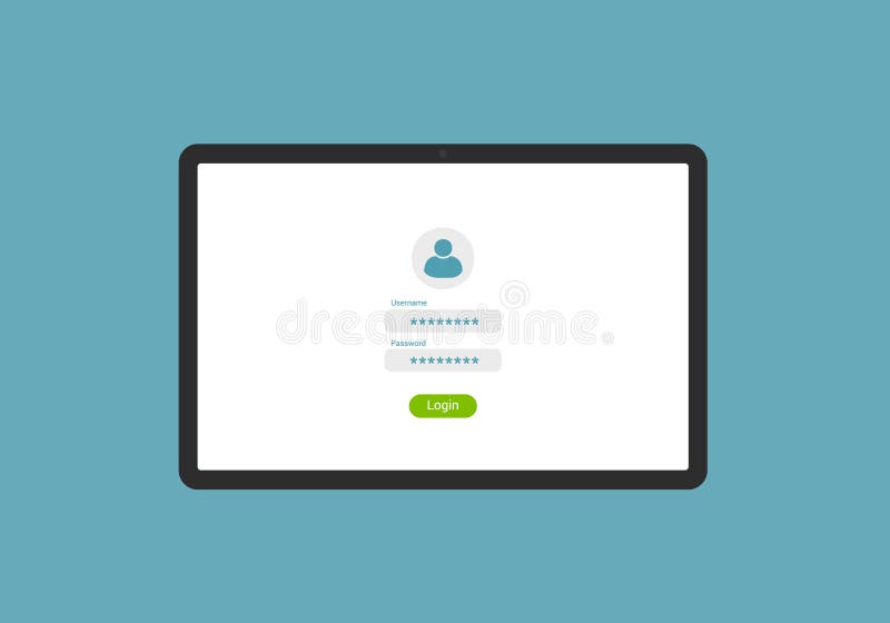 Tablet with Login Form. Vector Stock Vector - Illustration of browser ...