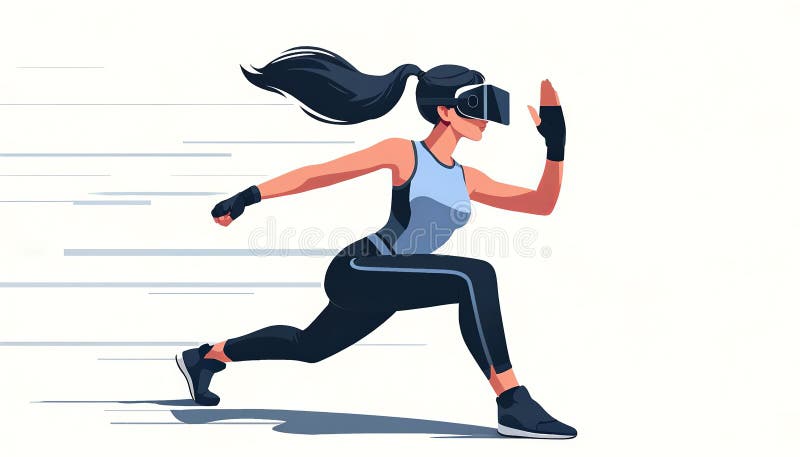 A Flat Design Illustration of a Woman in a VR Simulation Dodging an ...