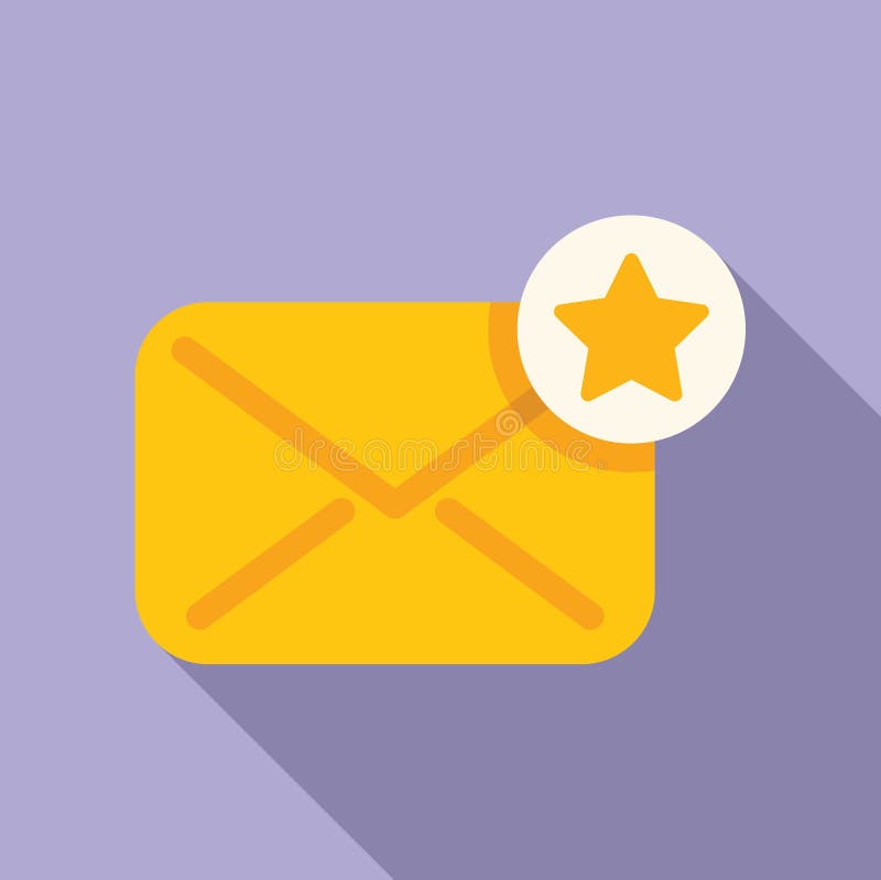 Flat Design Illustration of a Yellow Email Envelope with a Starred ...