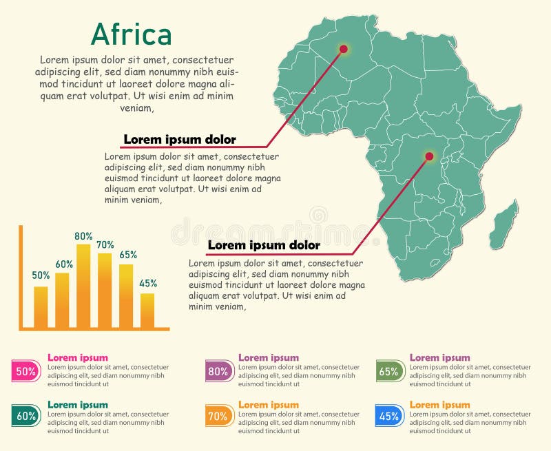 Flat Design Infographic Map of Africa Stock Vector - Illustration of ...
