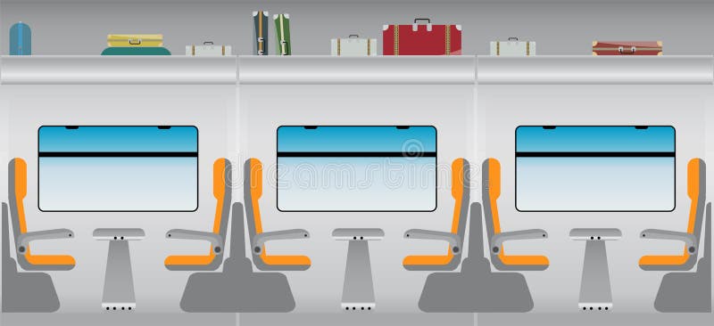 Flat Design of Inside Passenger Train Stock Vector - Illustration of ...
