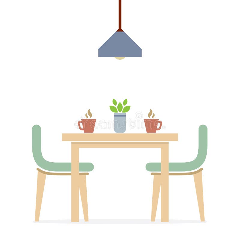 Empty Dining Room Interior Flat Vector Illustration Stock Vector ...