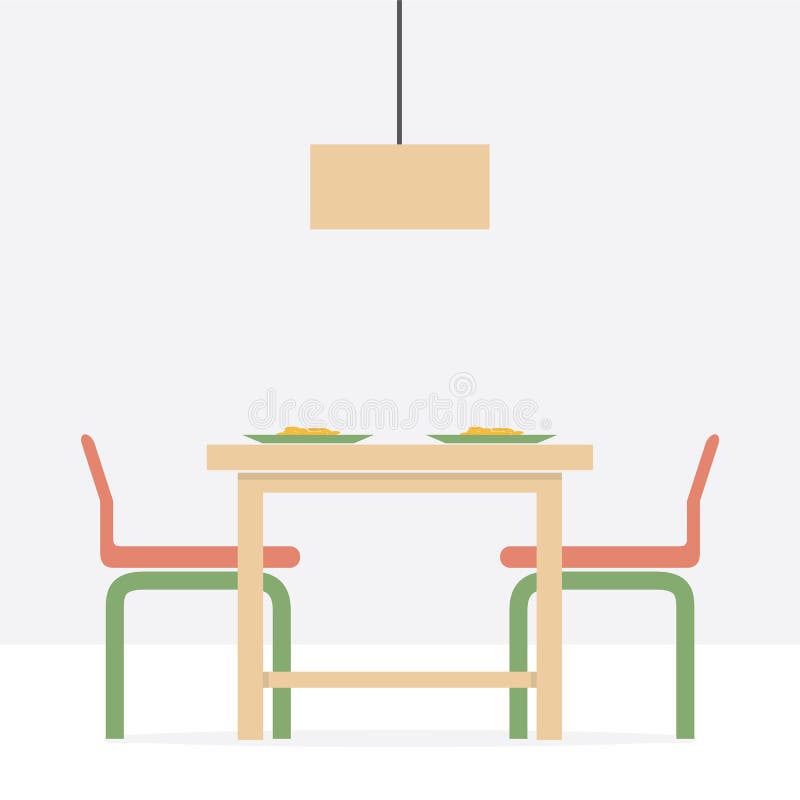 Flat Design Interior Dining Room Stock Vector - Illustration of room ...
