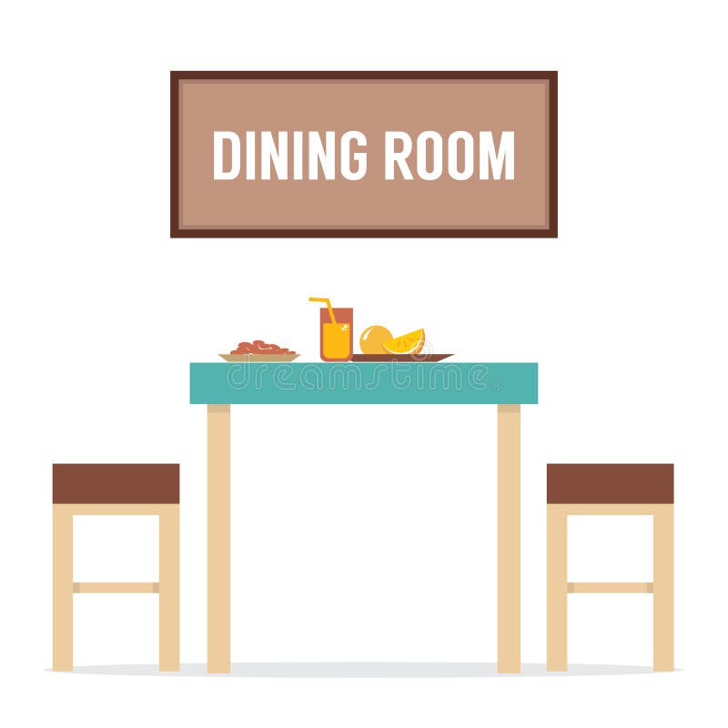 Flat Design Interior Dining Room Stock Vector - Illustration of room ...