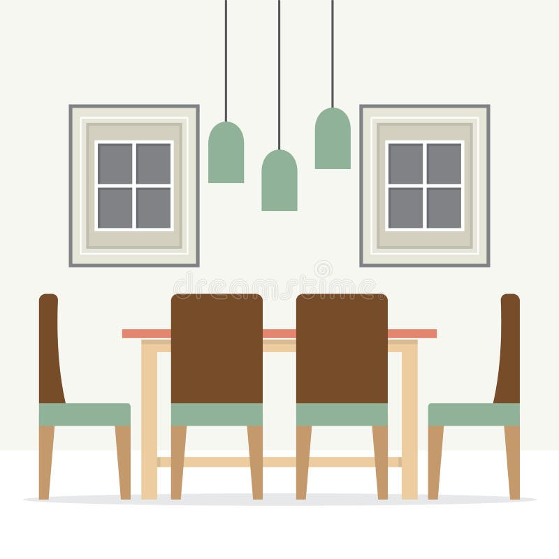 Flat Design Interior Dining Room Stock Vector - Illustration of home ...