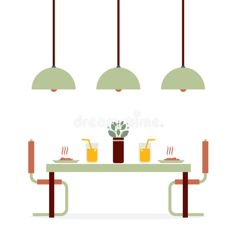 Flat Design Interior Dining Room Stock Vector - Illustration of lantern ...