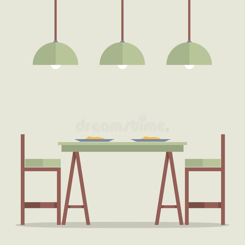 Flat Design Interior Dining Room Stock Vector - Illustration of flat ...