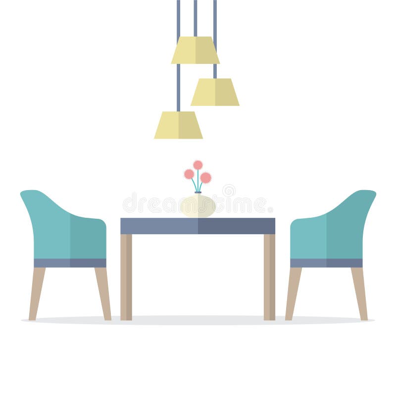 Flat Design Interior Dining Room Stock Vector - Illustration of ...