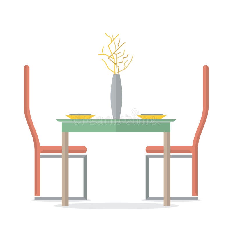 Flat Design Interior Dining Room Stock Vector - Illustration of house ...