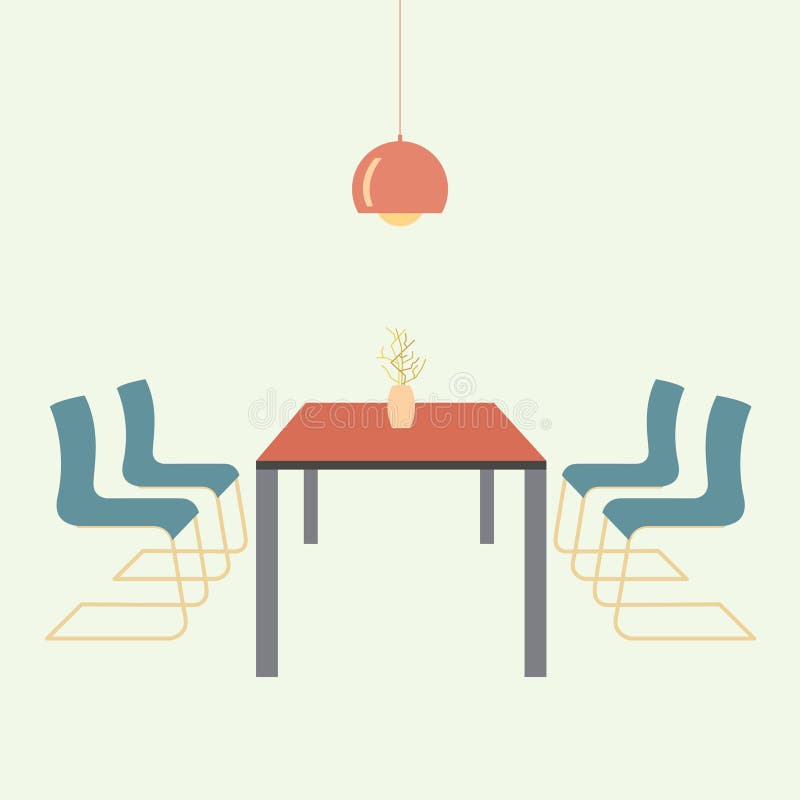 Flat Design Interior Dining Room Vector Illustration Stock Vector ...