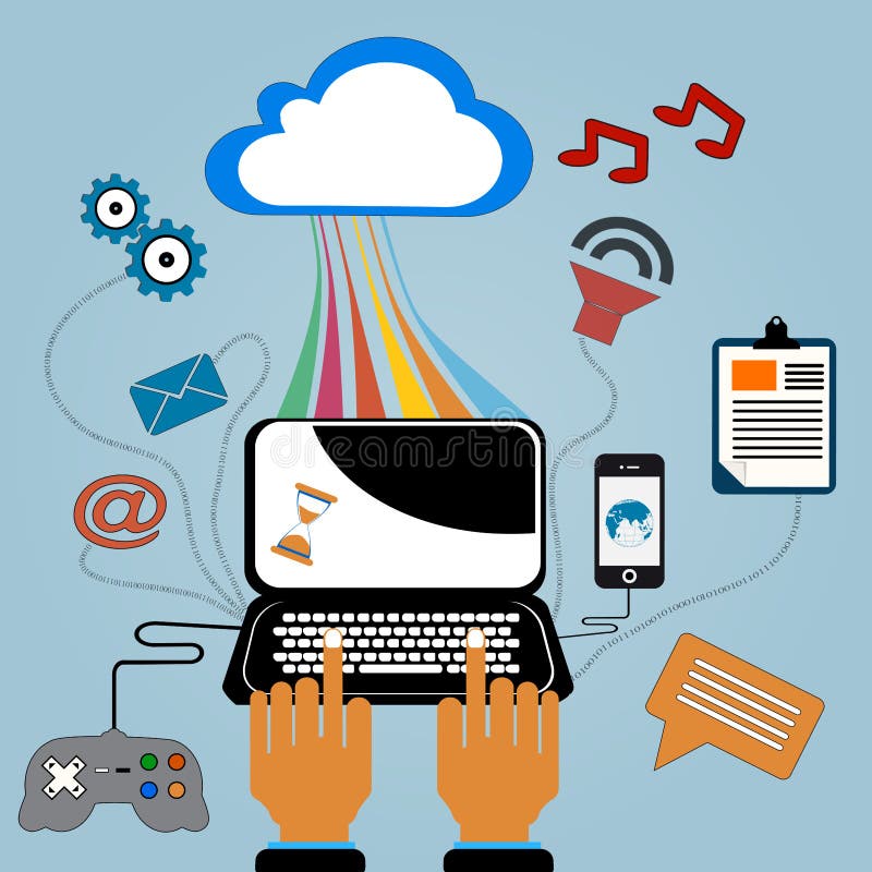 Flat design internet cloud stock illustration. Illustration of send ...