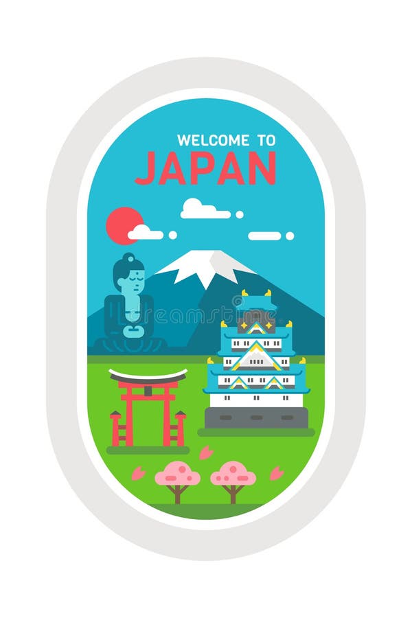 Flat Design Japan Landmarks Stock Vector - Illustration of vacation ...
