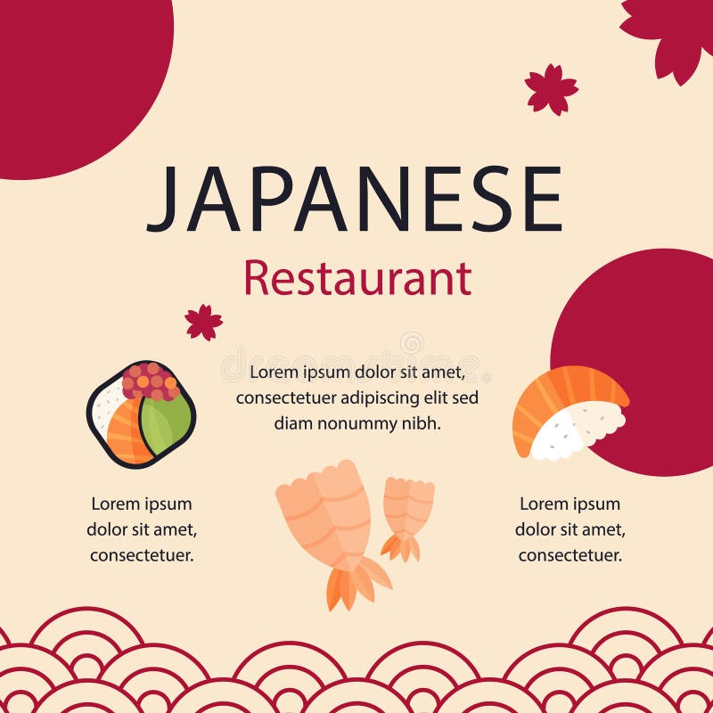 Flat Design Japanese Restaurant Template Design Vector Illustration ...