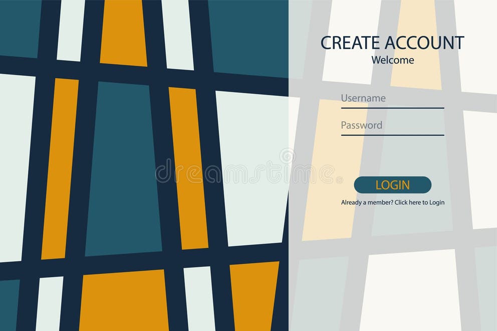 Flat Design Landing Page. Login Form User Interface Vector Template ...