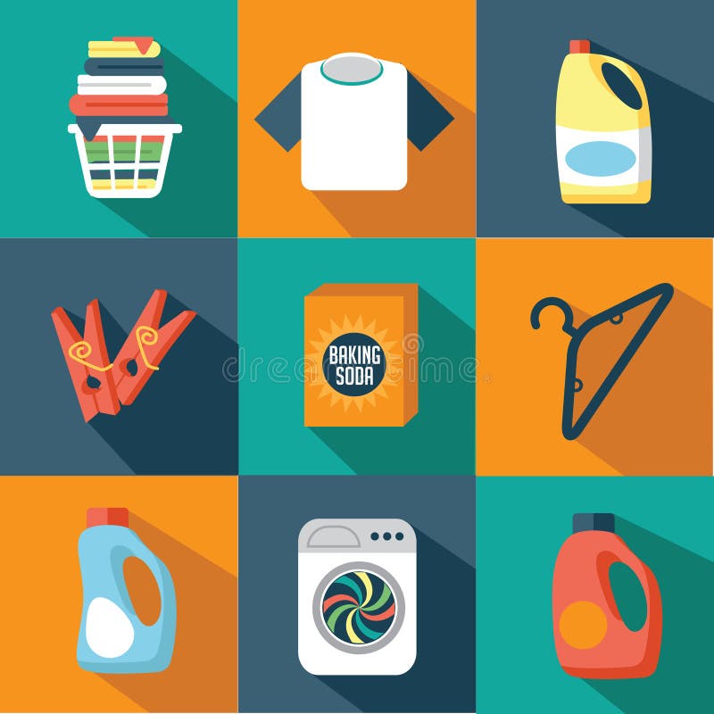 Laundry Icon Set. Included the Icons As Detergent, Washing Machine ...