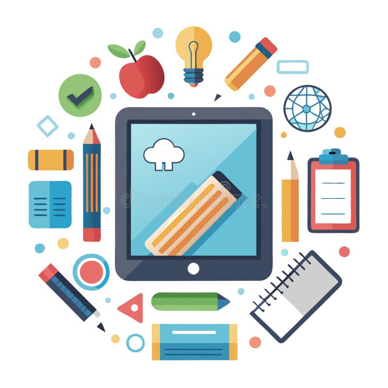 Flat Design Learning, Education, and Back To School Vector Illustration ...