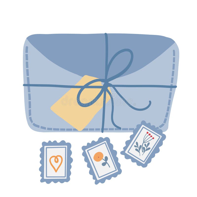 Flat Design Letter Blue Postal Stamp Set Stock Vector - Illustration of ...