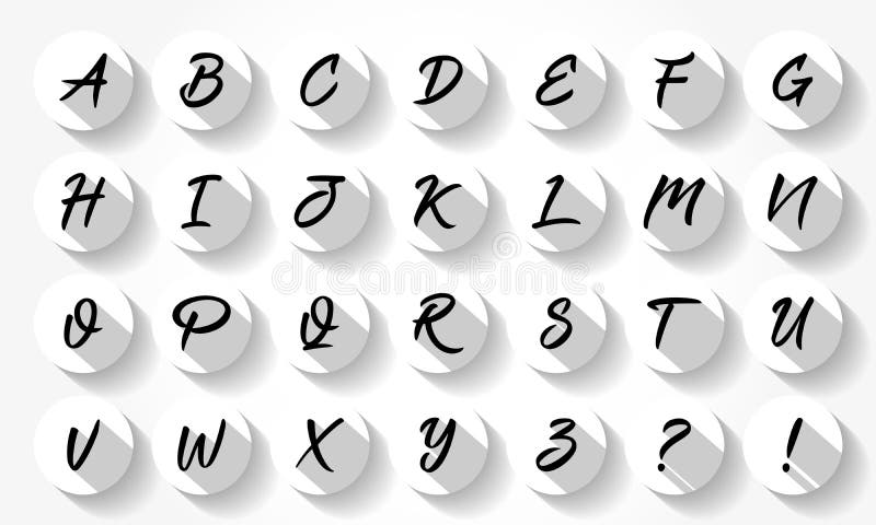 Flat Design Letters, Icons Alphabet with Long Shadow, Concept ...