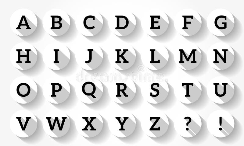 Flat Design Letters, Icons Alphabet with Long Shadow, Concept ...