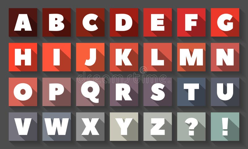 Flat Design Letters, Icons Alphabet with Long Shadow, Concept ...