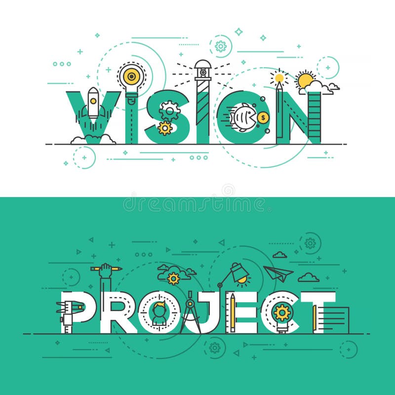 Flat Design Line Concept Banner- Vision and Project Stock Vector ...