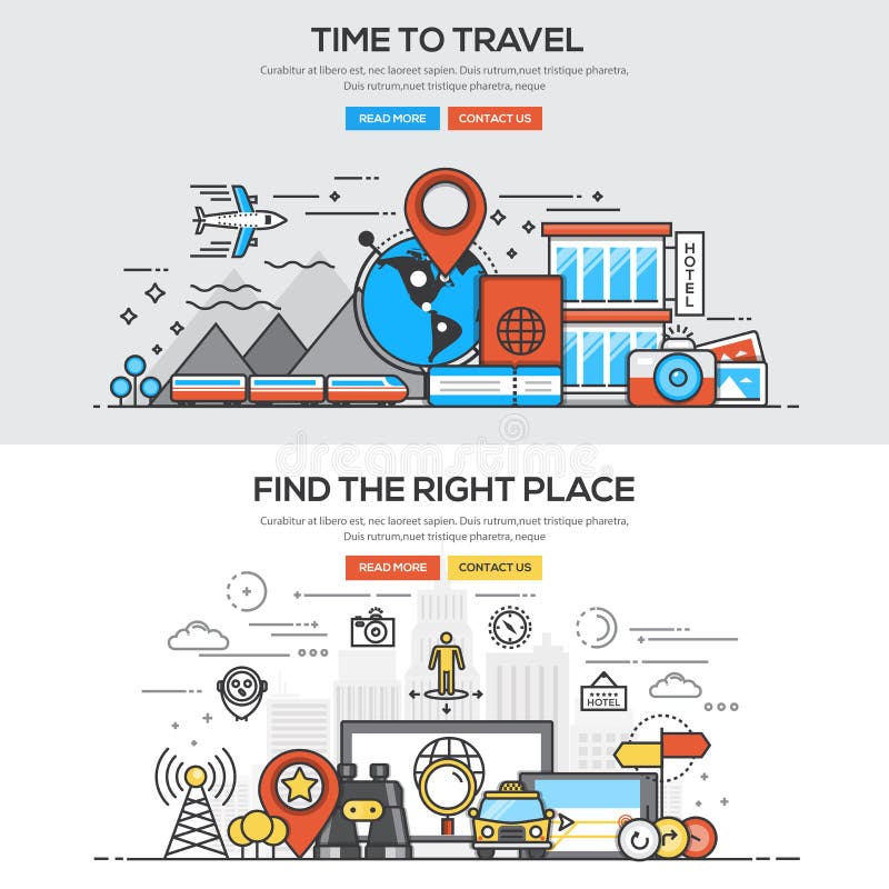 Flat Design Line Concept Banner - Travel and Vacation Stock Vector ... Flat Design Line Concept Banner - Travel and Vacation Stock Vector ...