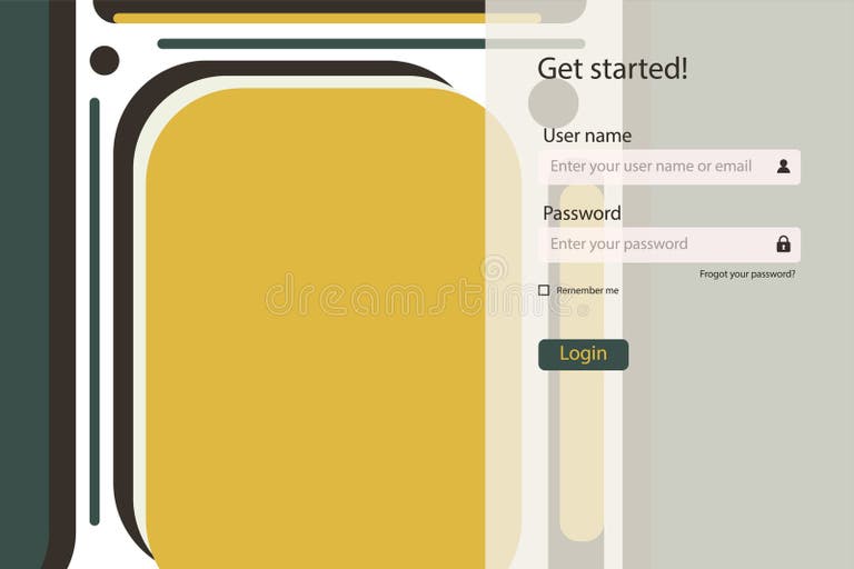 Flat Design Log in Landing Page. Login Form User Interface Vector ...
