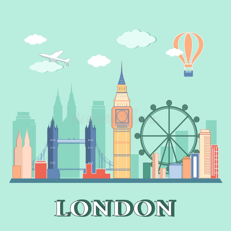 Flat Design London City Landscape. Vector Illustration Editorial Stock ...