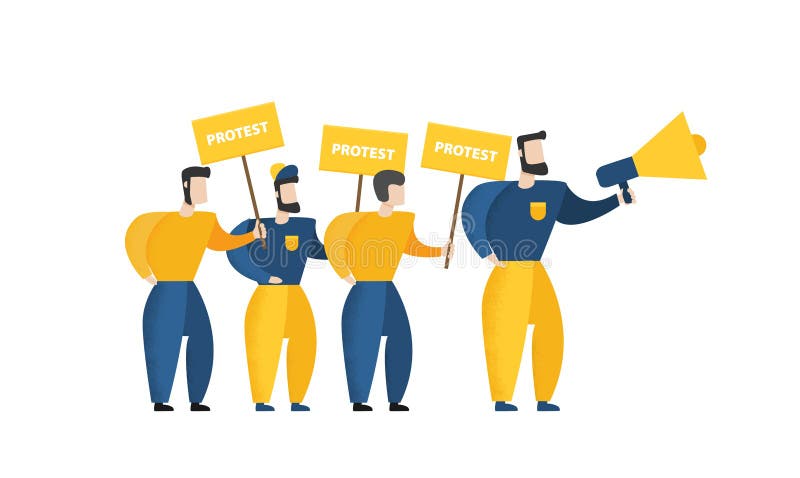 Flat Design. Man Holding Protest Sign Illustration Stock Vector ...