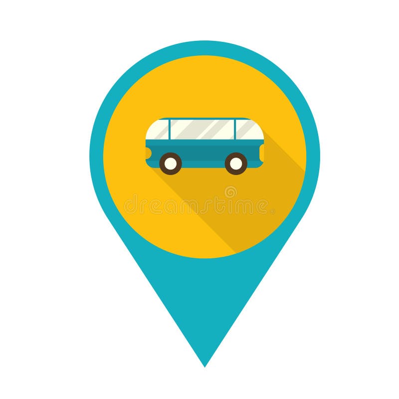 Flat Design Map Marker with Bus. Vector Illustration Stock Vector ...
