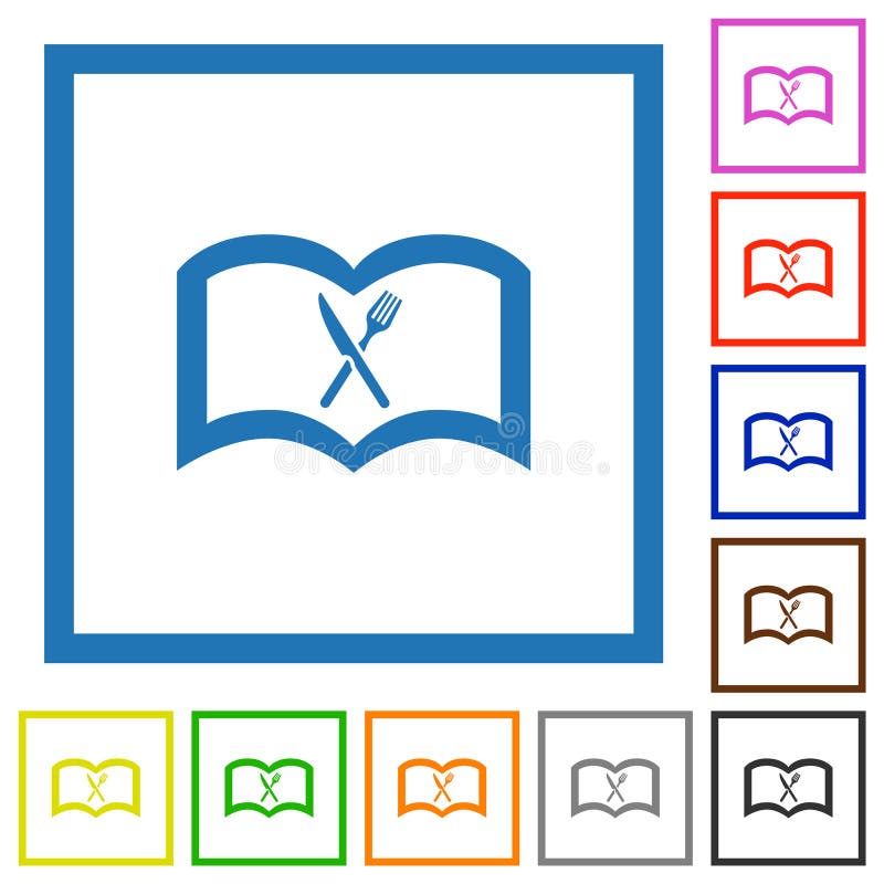 Cookbook flat framed icons stock illustration. Illustration of cookbook ...