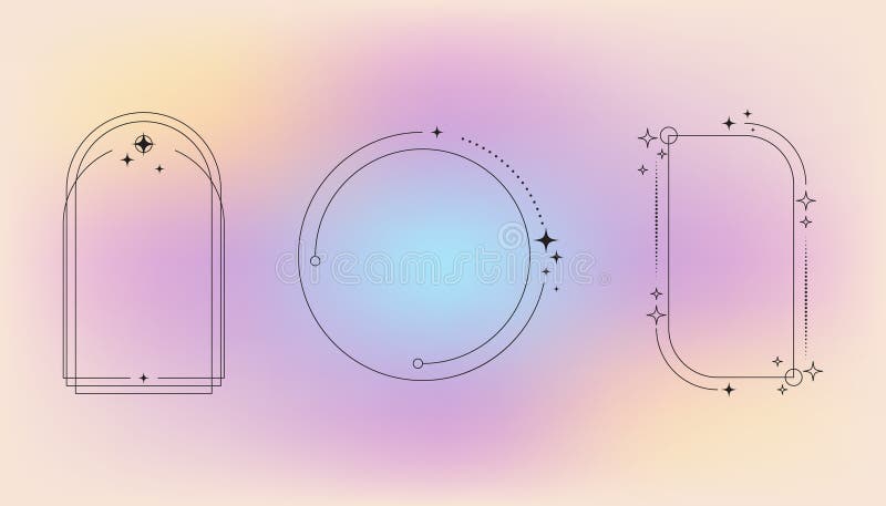 Flat Design Minimalist Linear Frame with Fluid Pastel Gradient Stock ...