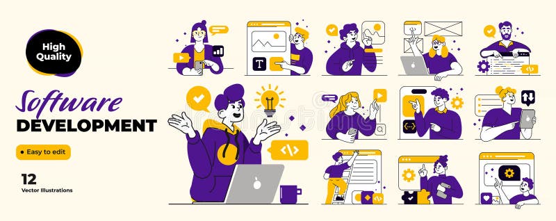 Flat Design Modern Illustration of Software Development Stock Vector ...