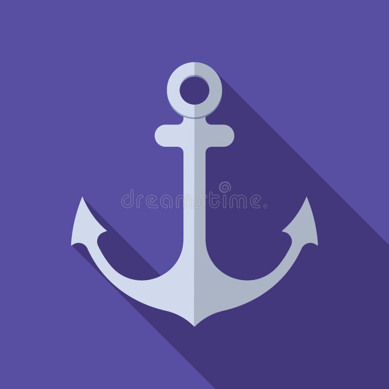 Flat Design Modern Vector Illustration of Anchor Icon with Long Shadow ...