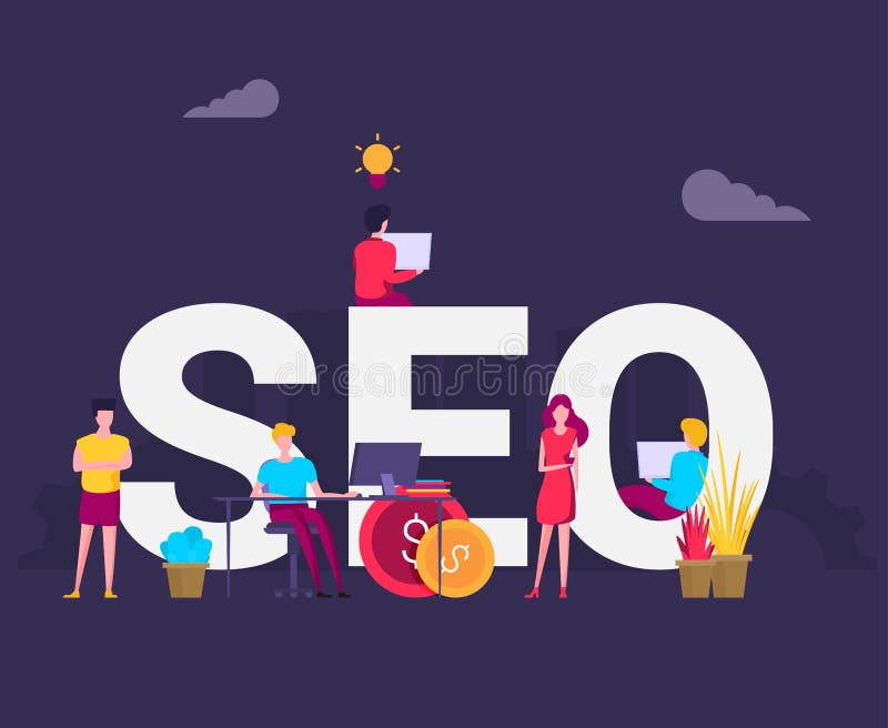 Flat Design Modern Vector Illustration Concept of SEO Word Combined ...