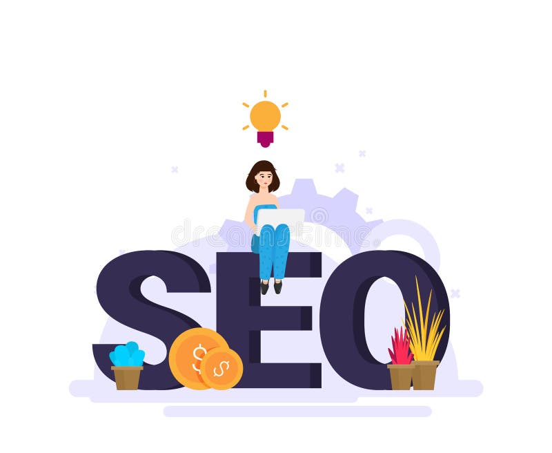 Flat Design Modern Vector Illustration Concept of SEO Word Combined ...