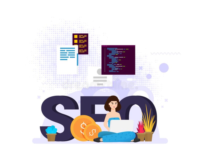 Flat Design Modern Vector Illustration Concept of SEO Word Combined ...