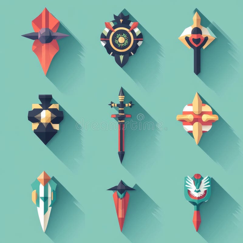 Flat Design Modern Vector Illustration Icons Set of Different Ancient ...