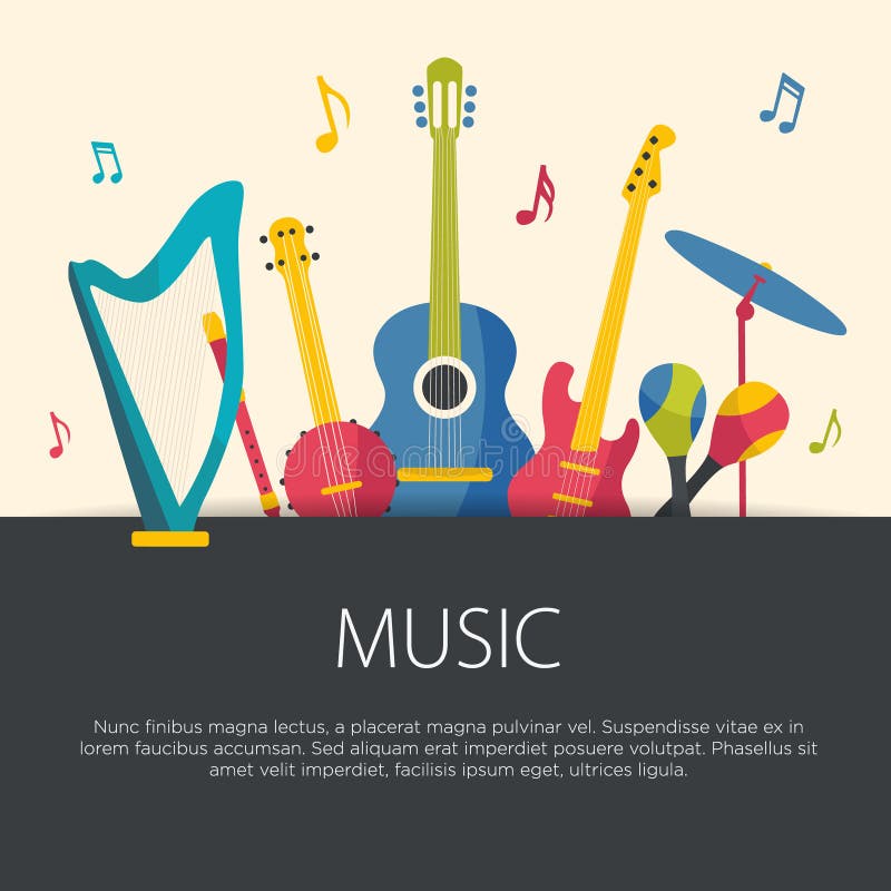 Flat Design Musical Instruments. Stock Vector - Illustration of design ...