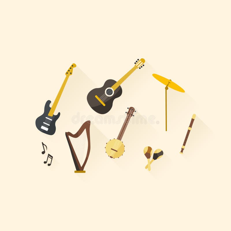 Flat Design Musical Instruments. Stock Vector - Illustration of musical ...
