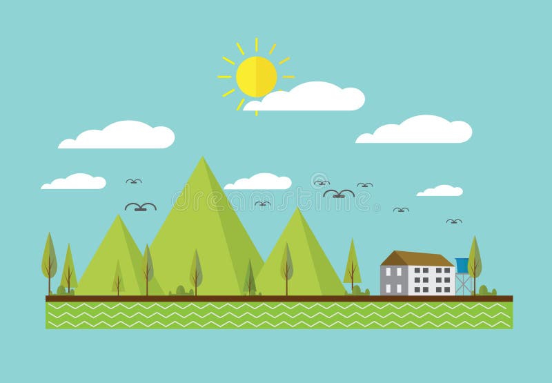 Flat Design Nature Landscape Illustration Stock Illustration ...