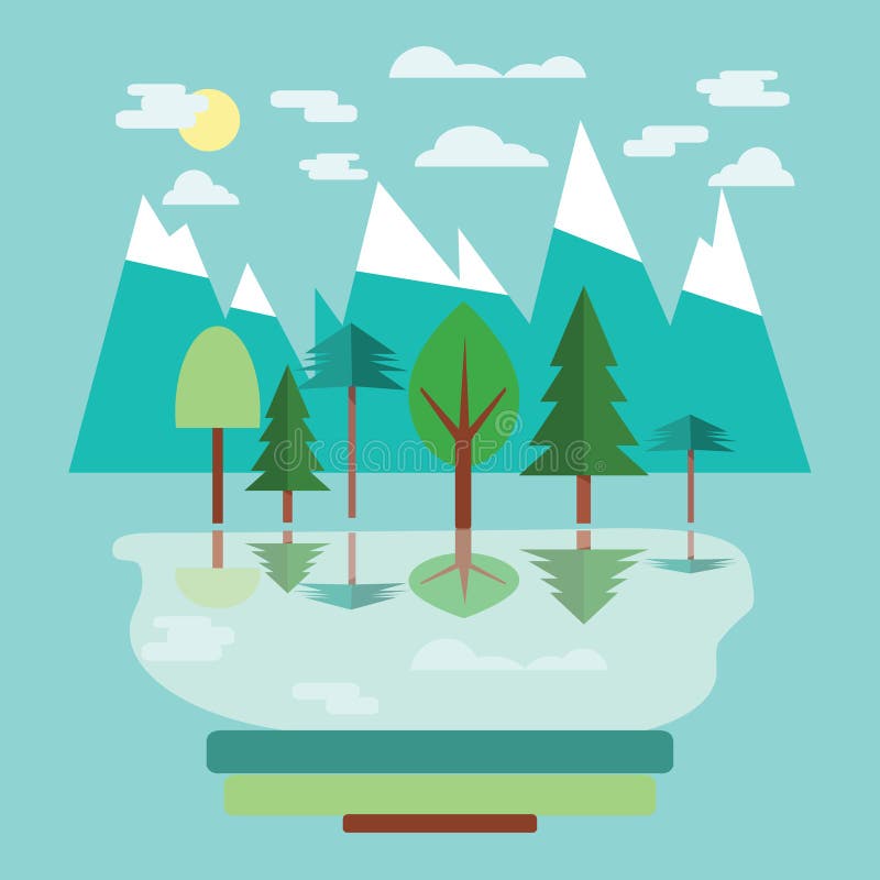 Flat Design Nature Landscape Stock Vector - Illustration of hills ...