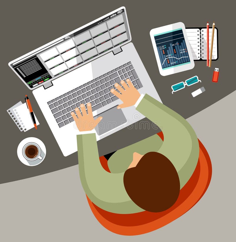 Flat Design of Office Workspace Stock Vector - Illustration of notebook ...