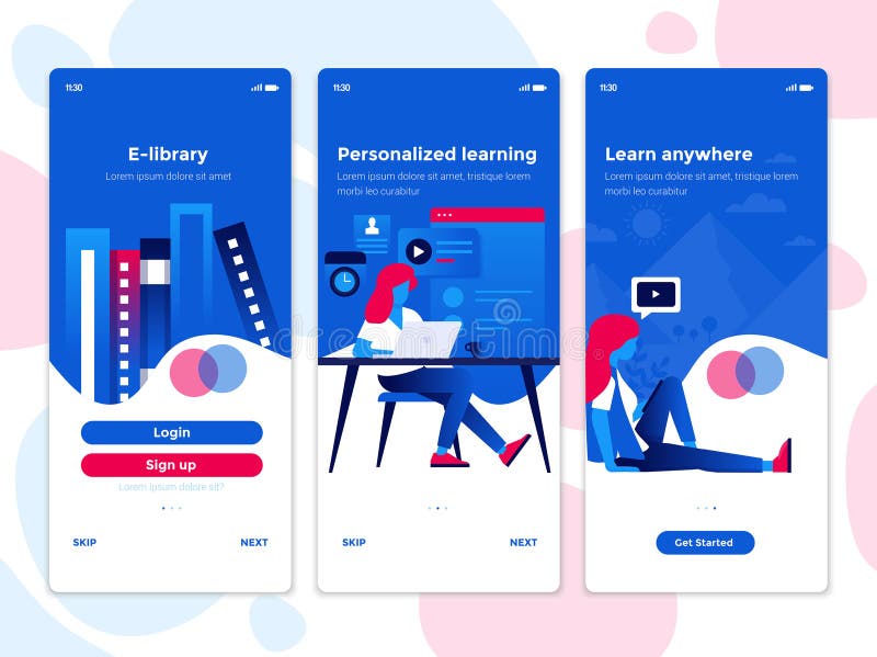 Flat Design Oneboarding Concepts - Education App Stock Vector ...