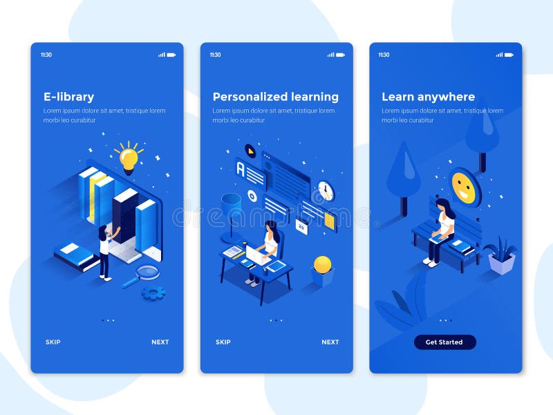 Flat Design Oneboarding Concepts - Isometric Illustration 5 Stock ...