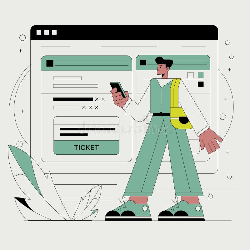 Flat Design for Online Ticket Concept Illustration Stock Vector ...