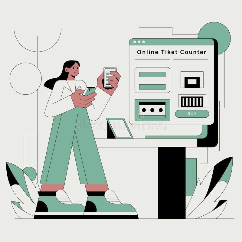 Flat Design for Online Ticket Concept Illustration Stock Vector ...